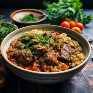Harissa Beef Stew with Bulgur Sumac Recipe