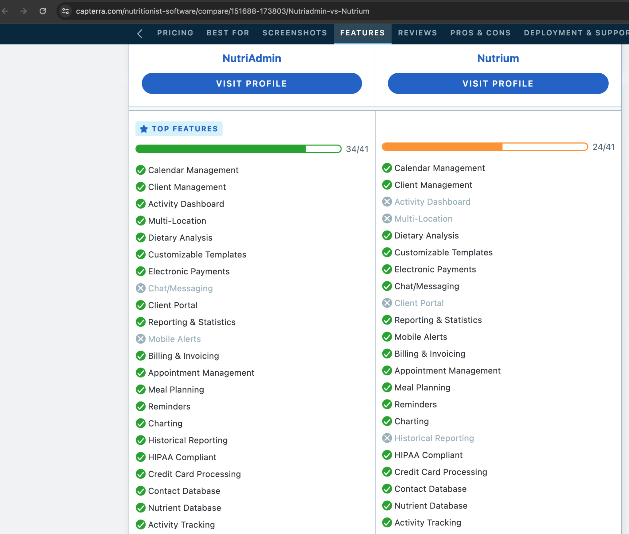 Nutrium vs NutriAdmin Comparison and Reviews