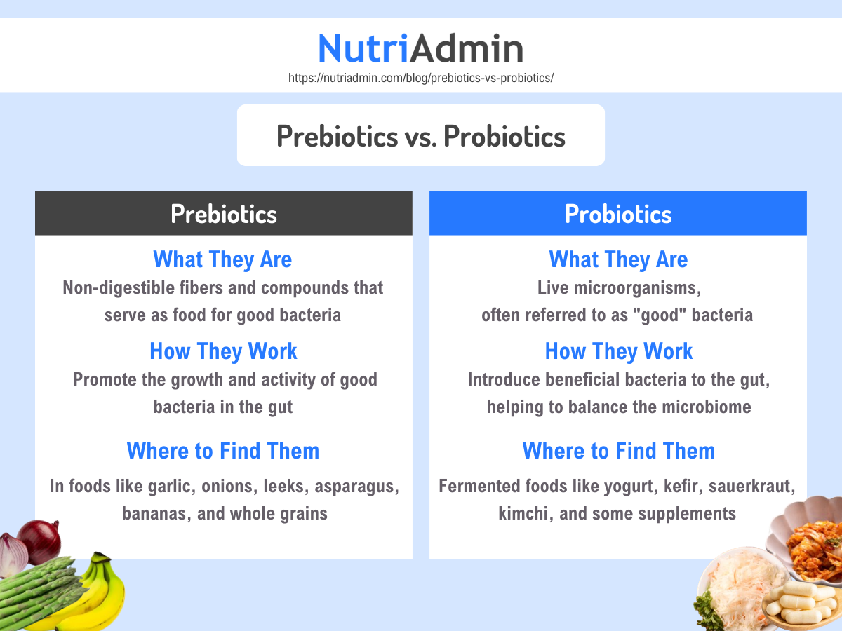 Prebiotics vs Probiotics: Differences and Benefits for Gut Health - NutriAdmin Blog